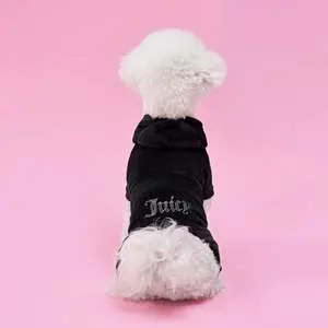 Juicy Couture Bling Velour Pet Tracksuit - Black