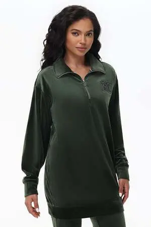 Juicy Couture Oversized Quarter Zip Velour Pullover