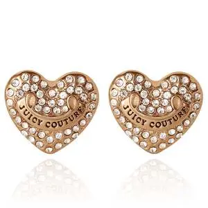 Juicy Couture Heart Crystal Stud Earrings - Silver Crystals