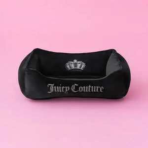 Juicy Couture Crown Velour Pet Bed Black