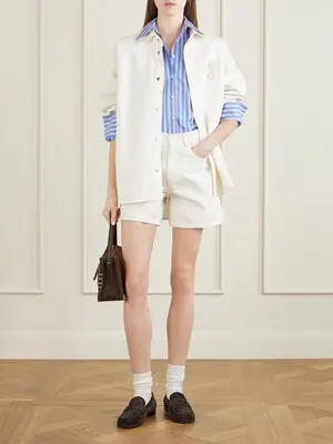 AMI Paris Embroidered Cotton Overshirt - Neutrals