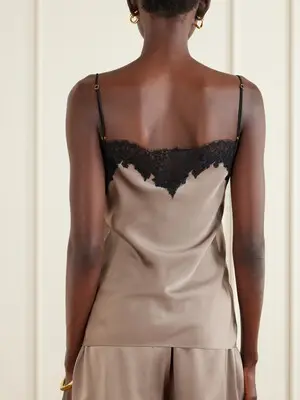 Stella McCartney Lace-trimmed Satin Camisole - Brown