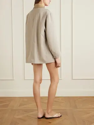 Auralee Leather-trimmed Wool-canvas Jacket