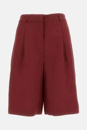 Max Mara Linen Bermuda Shorts - Red