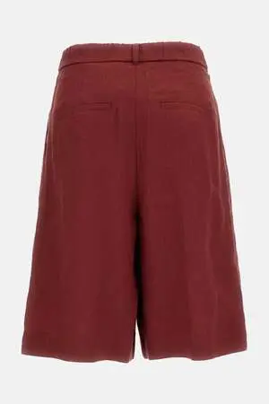Max Mara Linen Bermuda Shorts - Red