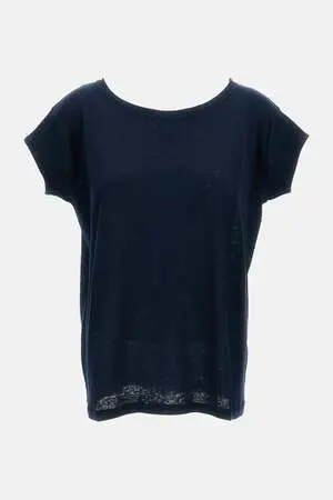 BIFFI Linen Crew-neck T-shirt - Blue
