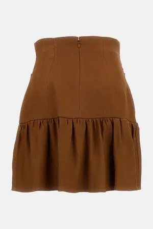 Elisabetta Franchi Linen-blend Mini Skirt With Jewel Detail