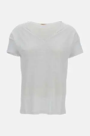 BIFFI Linen V-neck T-shirt - White