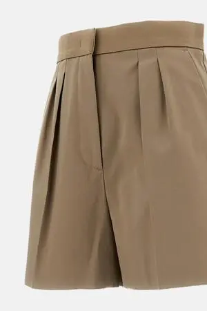 Max Mara Bacco Pleated Satin Shorts - Beige
