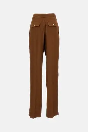 Elisabetta Franchi Linen-blend Trousers - Marrone