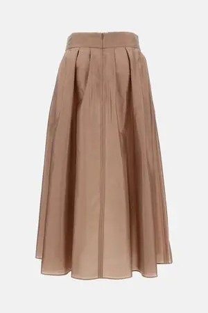 Max Mara Taffeta Effect Pleated Midi Skirt - Rose