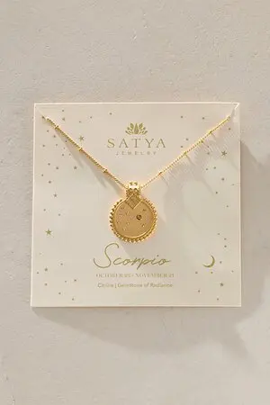 SATYA JEWELRY Satya Mandala Zodiac Pendant Necklace - Scorpio