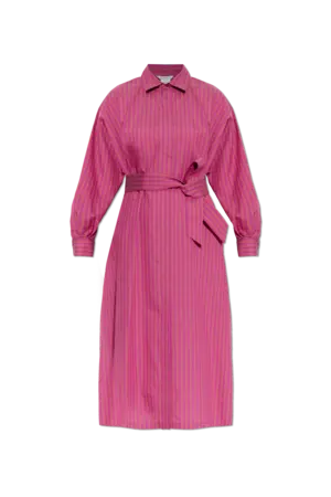 Max Mara Striped Cotton And Silk Shirt Dress - Pink