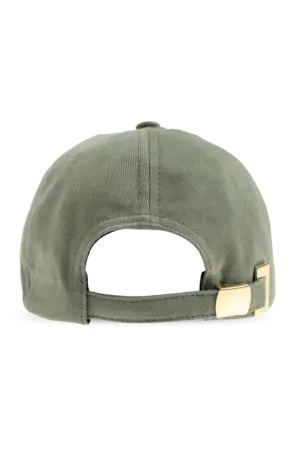 Balmain Baseball Cap With Embroidery And Gold Buckle