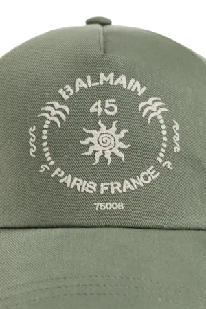 Balmain Baseball Cap With Embroidery And Gold Buckle