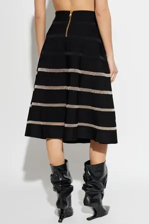 Balmain Flared Skirt With Transparent Panels