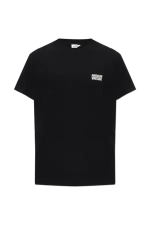 American Vintage T-shirt With Printed Logo - Black