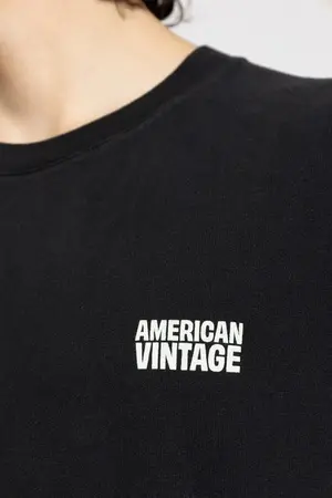 American Vintage T-shirt With Printed Logo - Black