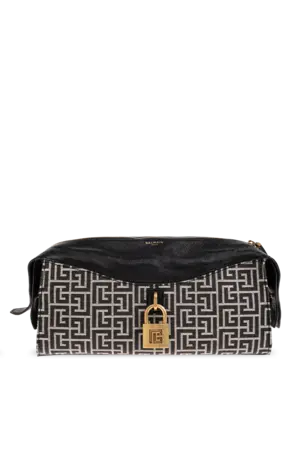 Balmain Shoulder Bag With Geometric Pattern - Black
