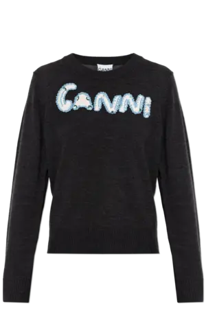 GANNI Logo Sweater - Black