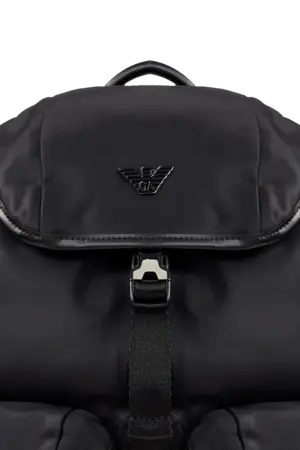 Emporio Armani Backpack With Buckled Pockets - Black