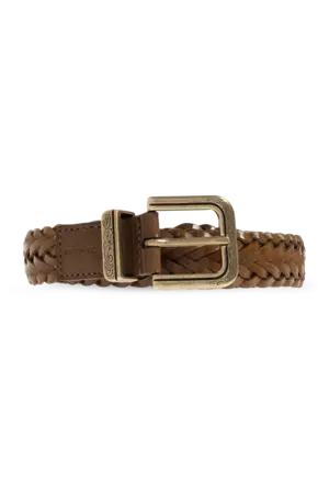 Etro Leather Belt With Decorative Braid - Brown