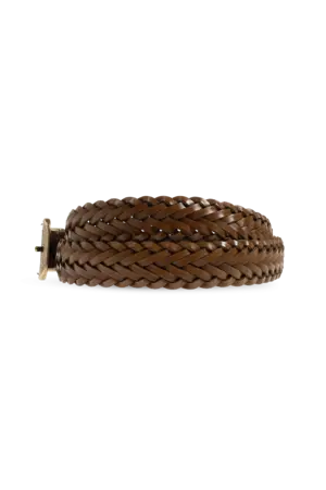 Etro Leather Belt With Decorative Braid - Brown