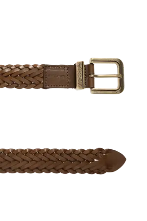 Etro Leather Belt With Decorative Braid - Brown