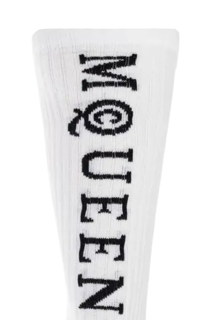 Alexander McQueen Cotton Socks With Logo - White