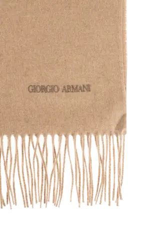 Giorgio Armani Cashmere Scarf With Fringes - Beige