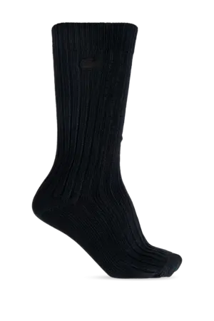 Lacoste Logo Patch Ribbed Socks - Black