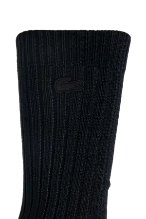 Lacoste Logo Patch Ribbed Socks - Black
