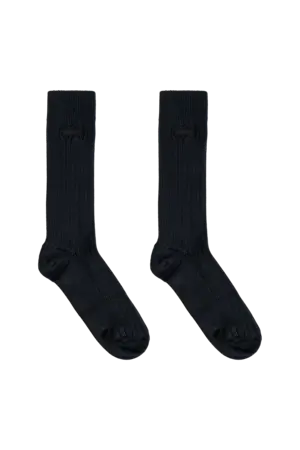 Lacoste Logo Patch Ribbed Socks - Black