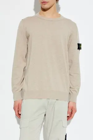 Stone Island Sweater With Logo Patch - Beige
