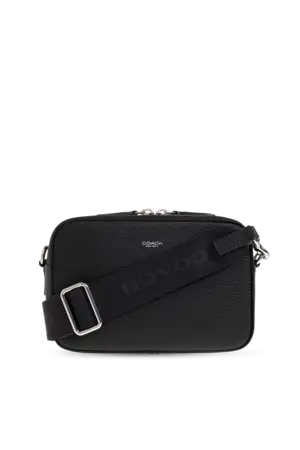 COACH Monogram Pebbled Leather Shoulder Bag - Black