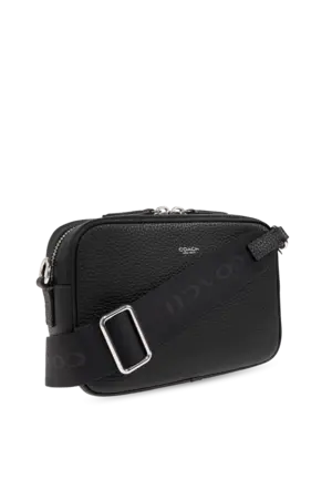 COACH Monogram Pebbled Leather Shoulder Bag - Black
