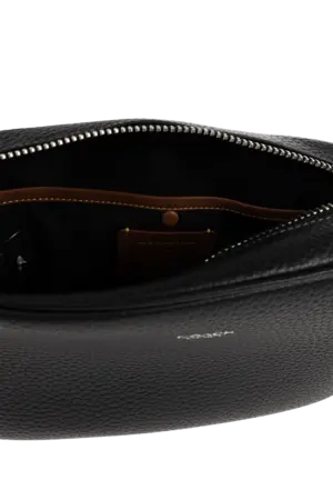 COACH Monogram Pebbled Leather Shoulder Bag - Black