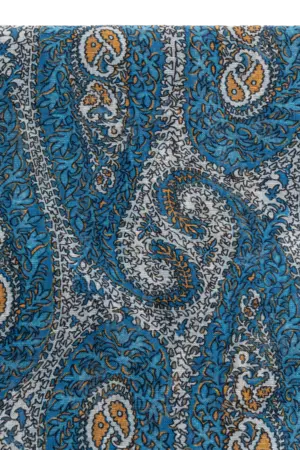 Etro Patterned Scarf With Raw Finish - Navy Blue