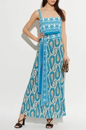 Etro Patterned Maxi Dress With Scarf - Blue