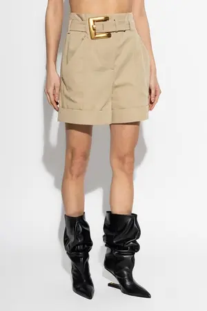 Balmain Belted Cotton Shorts