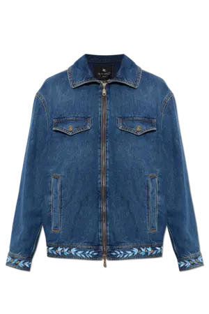 Etro Denim Jacket With Embroidered Embellishment - Navy Blue