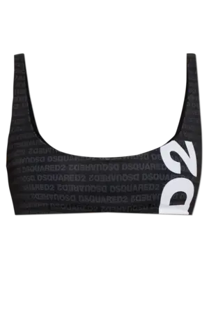 Dsquared2 Bikini Top With Logo Print - Black