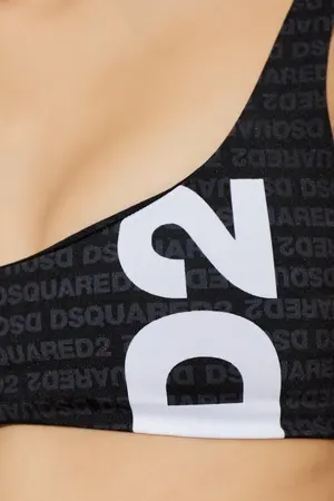 Dsquared2 Bikini Top With Logo Print - Black