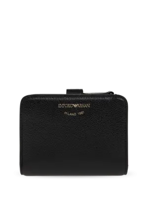 Emporio Armani Leather Wallet With Logo - Black