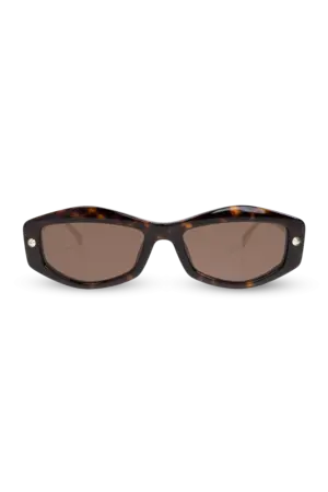 Alexander McQueen Rectangular Tortoiseshell Sunglasses - Black