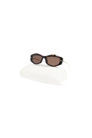 Alexander McQueen Rectangular Tortoiseshell Sunglasses - Black