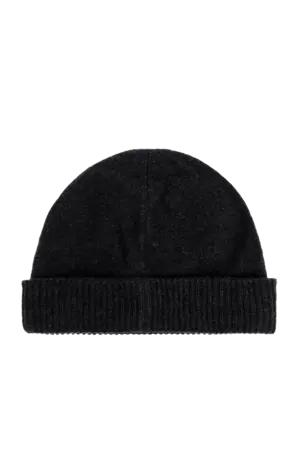 Emporio Armani Cashmere Beanie With Logo Patch - Grey