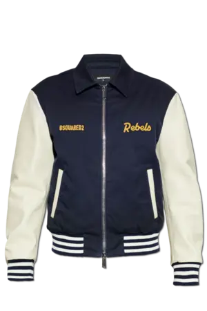 Dsquared2 Logo Embroidered Bomber Jacket - Navy Blue