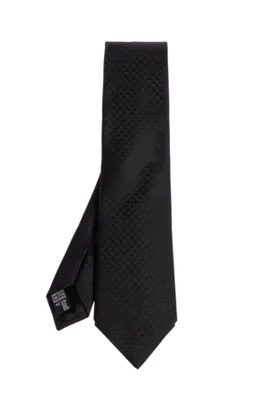 Emporio Armani Silk Standard Neck Tie With Monogram - Black