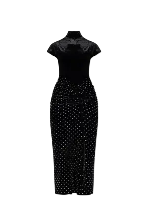 Alaïa Velvet Midi Dress With Sequins - Black